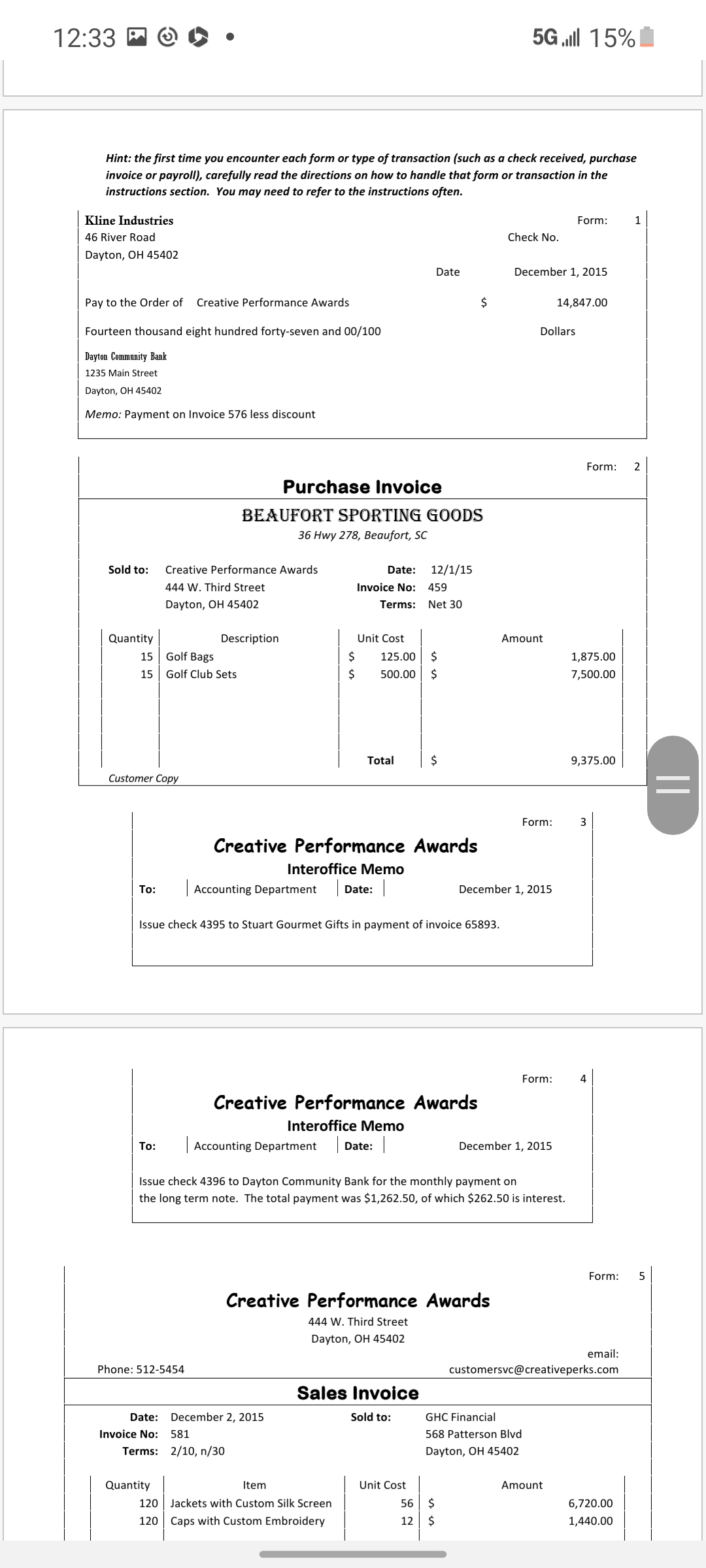 Creative Performance Awards (CPA) Instructions | Chegg.com