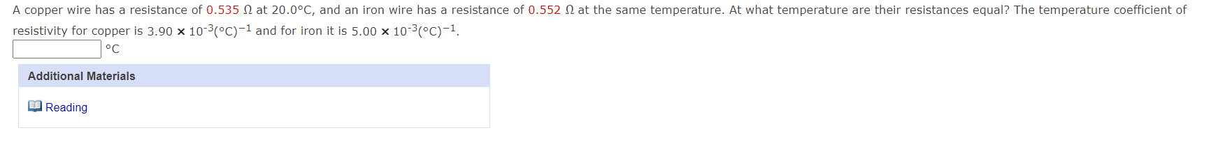 Solved A copper wire has a resistance of 0.535 Ω at 20.0°C, | Chegg.com