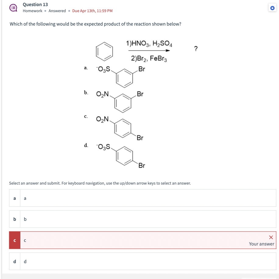 Solved What is the expected major product for the reaction | Chegg.com