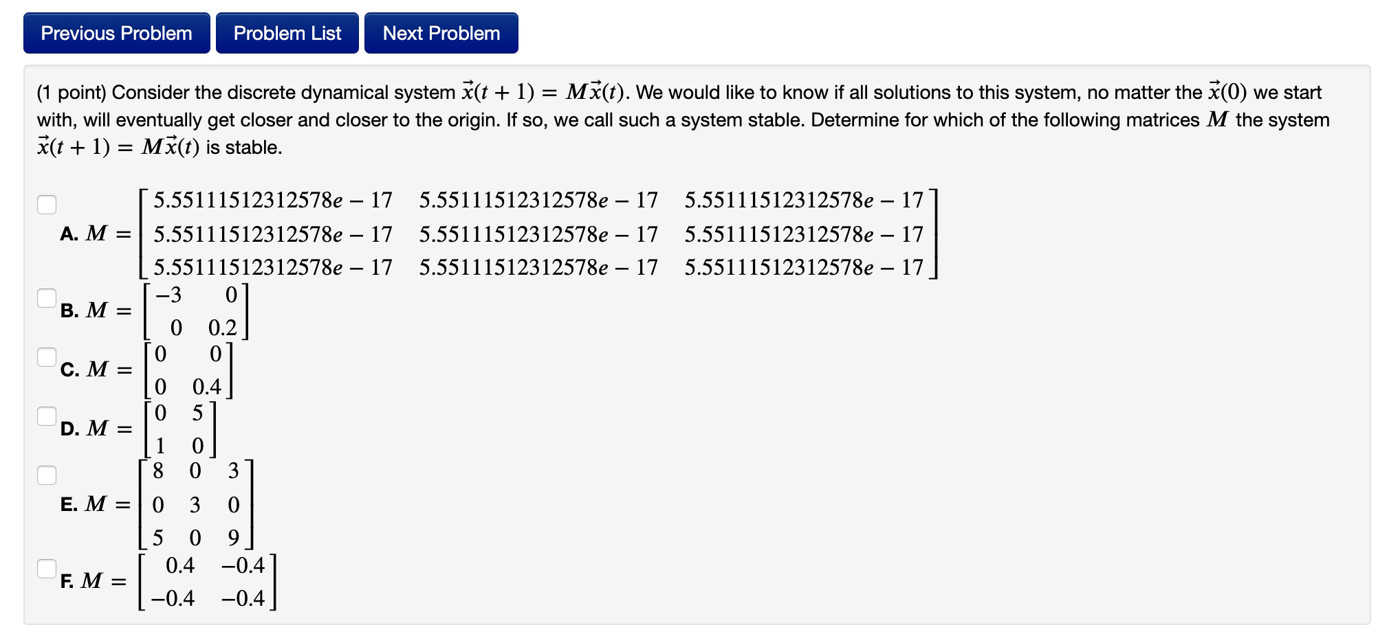 Solved Consider the discrete dynamical system 𝑥⃗ | Chegg.com