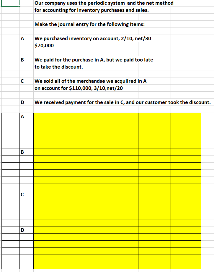 Solved Our company uses the periodic system and the net | Chegg.com