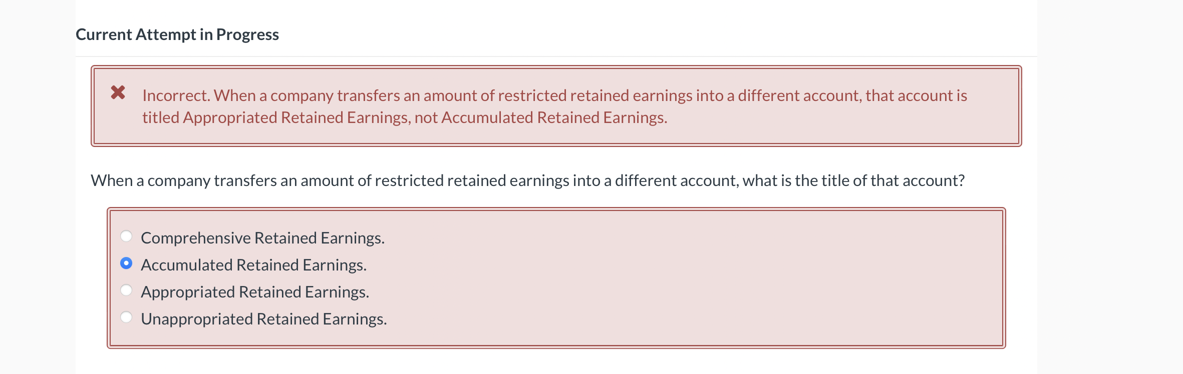 Solved Current Attempt in ProgressX Incorrect. When a | Chegg.com