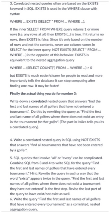 Solved 3. Correlated nested queries often are based on the | Chegg.com