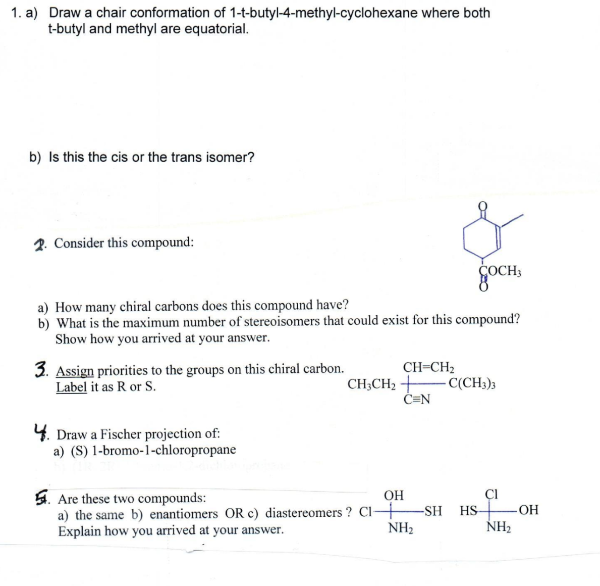 Solved a) ﻿Draw a chair conformation of | Chegg.com