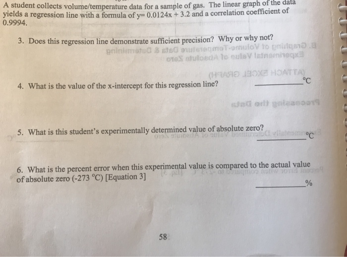 Solved A student collects volume/temperature data for a | Chegg.com