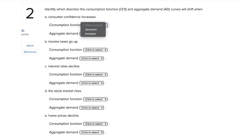 Solved Identify which direction the consumption function | Chegg.com