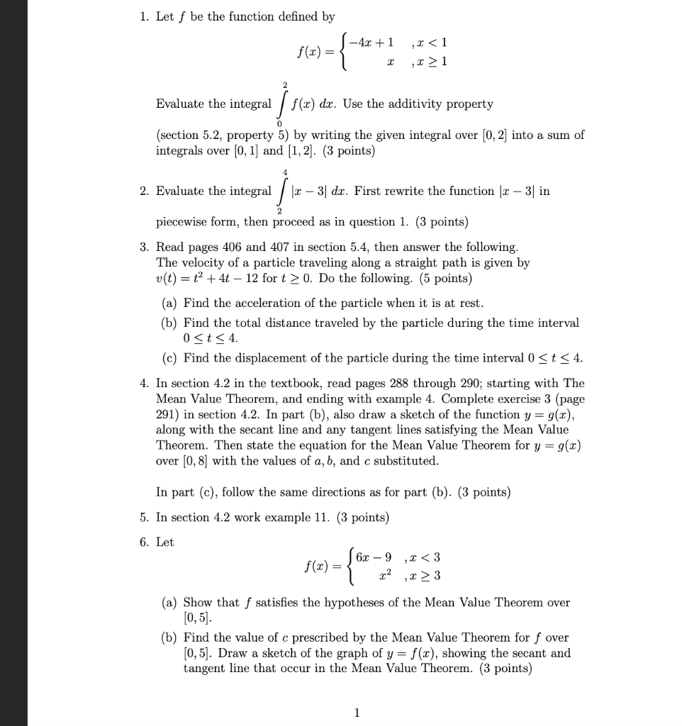 Solved 1. Let f be the function defined by | Chegg.com