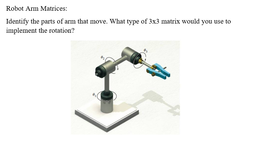 Solved Robot Arm Matrices: Identify the parts of arm that | Chegg.com