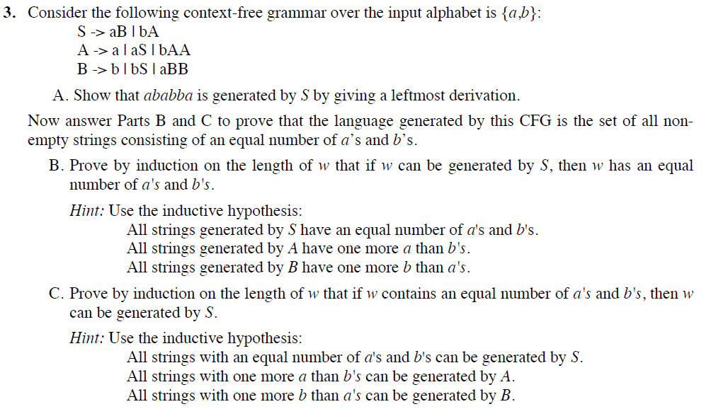 Solved 3. Consider the following context-free grammar over | Chegg.com