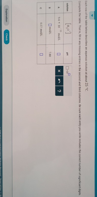 Solved Each row of the table below describes an aqueous | Chegg.com