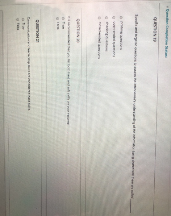 Solved Question Completion Status: QUESTION 19 Specific and | Chegg.com