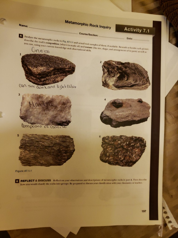 Solved Metamorphic Rock Inquiry Name: Activity 7.1 | Chegg.com