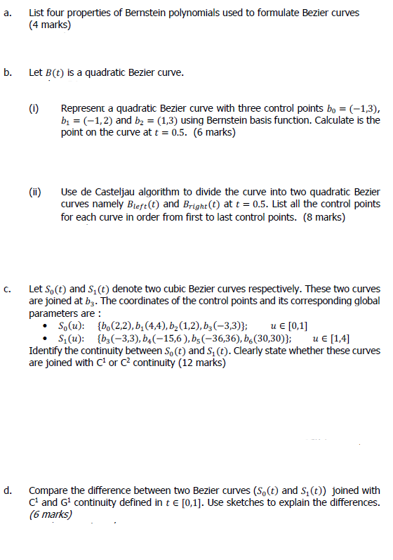 Solved a. List four properties of Bernstein polynomials used | Chegg.com