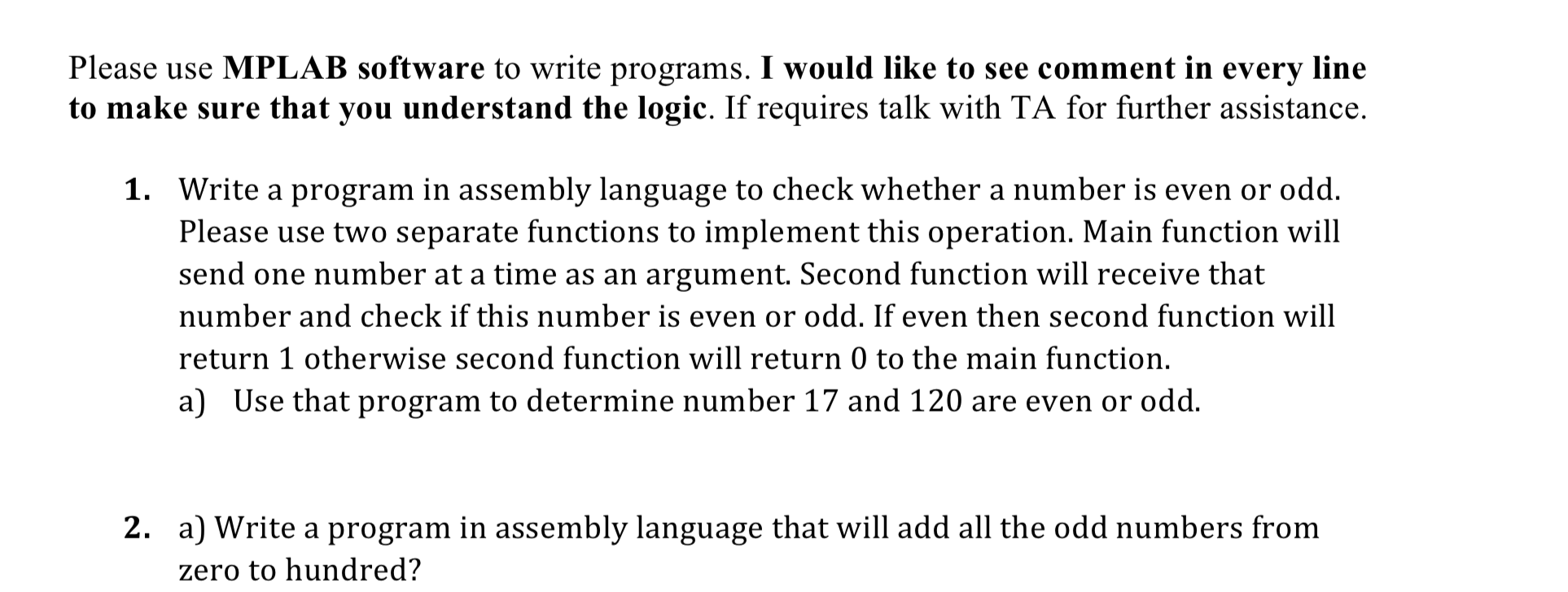Solved Please use MPLAB software to write programs. I would | Chegg.com