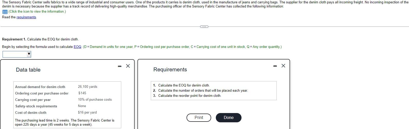 Solved (Click the icon to view the information.) Read the | Chegg.com