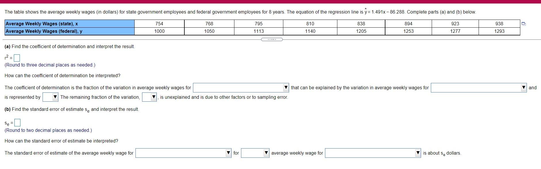 Solved Find the equation of the regression line for the | Chegg.com