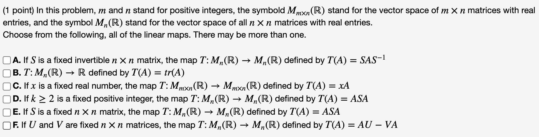 Solved ( 1 point) In this problem, m and n stand for | Chegg.com