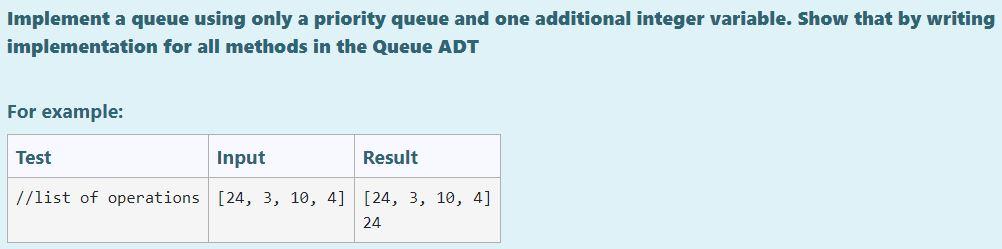 Solved *JAVA* class QueueByPQ implements Queue { | Chegg.com