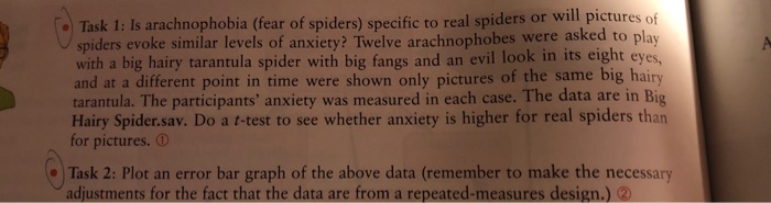 . Task 1: Is arachnophobia (fear of spiders) specific | Chegg.com