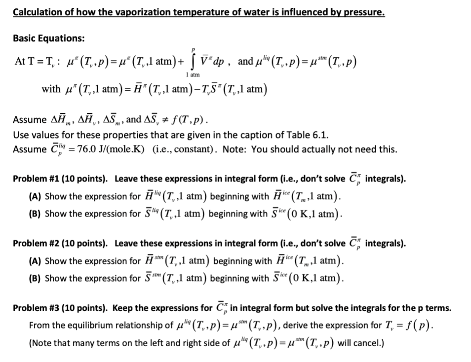 Solved Calculation of how the vaporization temperature of | Chegg.com