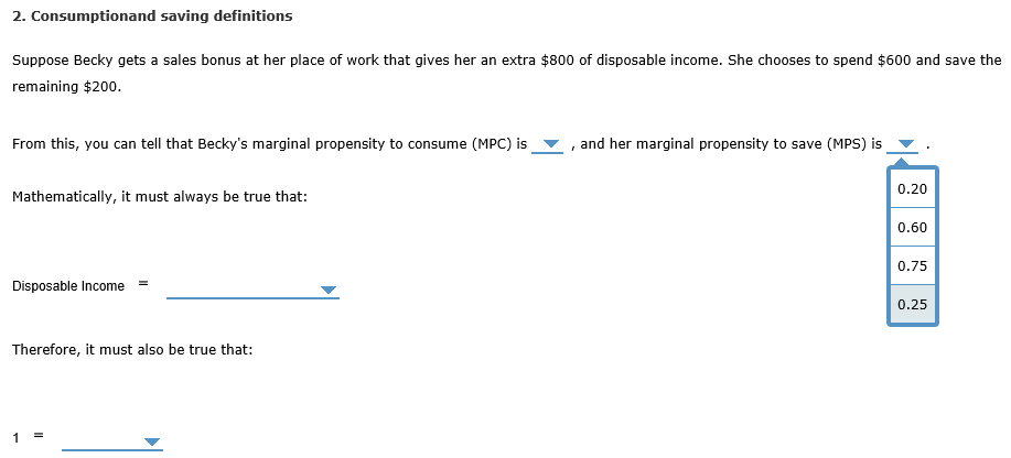 Solved 2. Consumptionand saving definitions Suppose Becky | Chegg.com