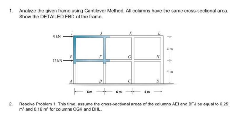 Solved 1. Analyze the given frame using Cantilever Method. | Chegg.com
