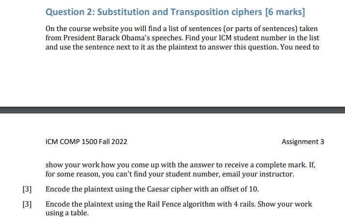 Solved Question 2: Substitution and Transposition ciphers [6 | Chegg.com