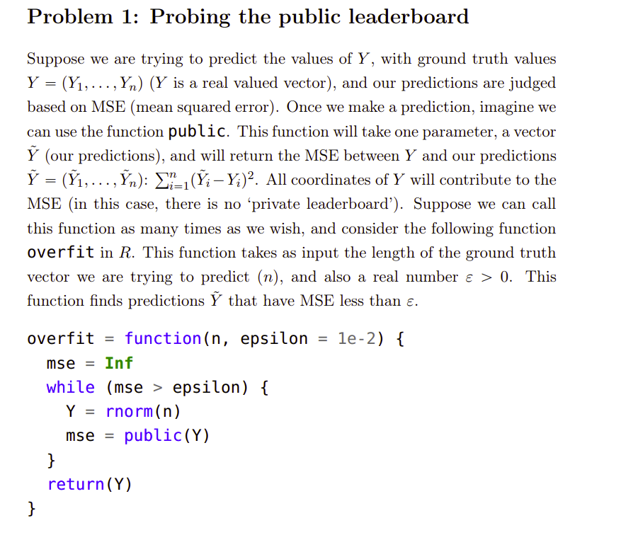 Solved Suppose we are trying to predict the values of Y, | Chegg.com