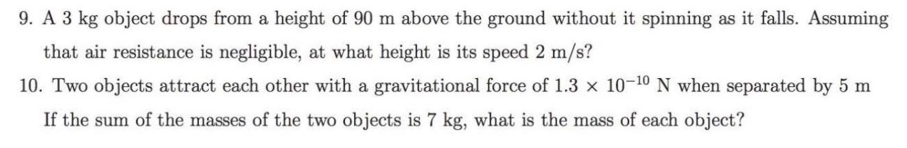 Solved 9. A 3 kg object drops from a height of 90 m above | Chegg.com