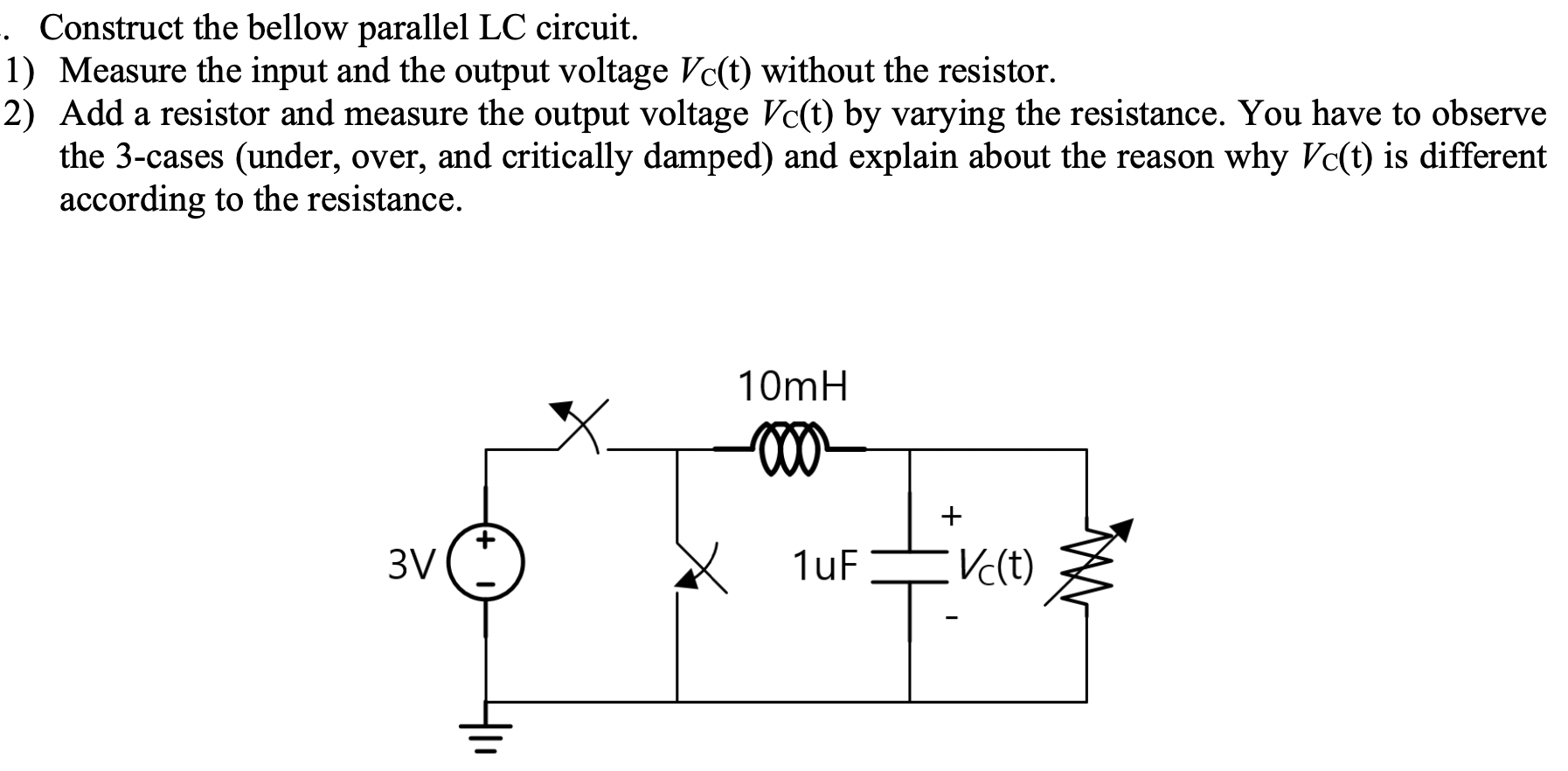 Solved Construct the bellow parallel LC circuit. 1) Measure | Chegg.com