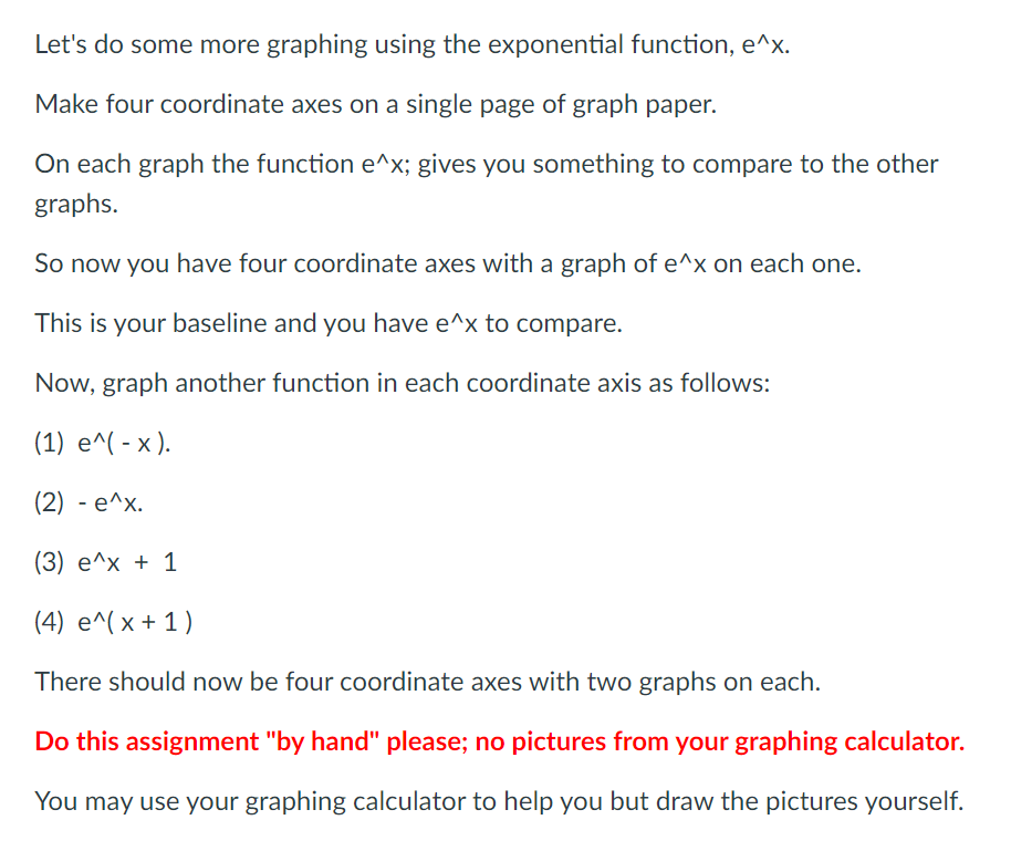 Solved Let's do some more graphing using the exponential | Chegg.com