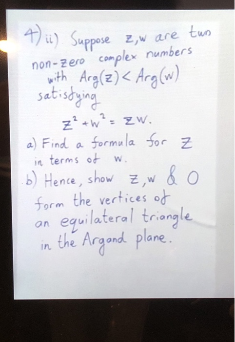 Solved Suppose z,w are tun non-zero complex numbers th | Chegg.com