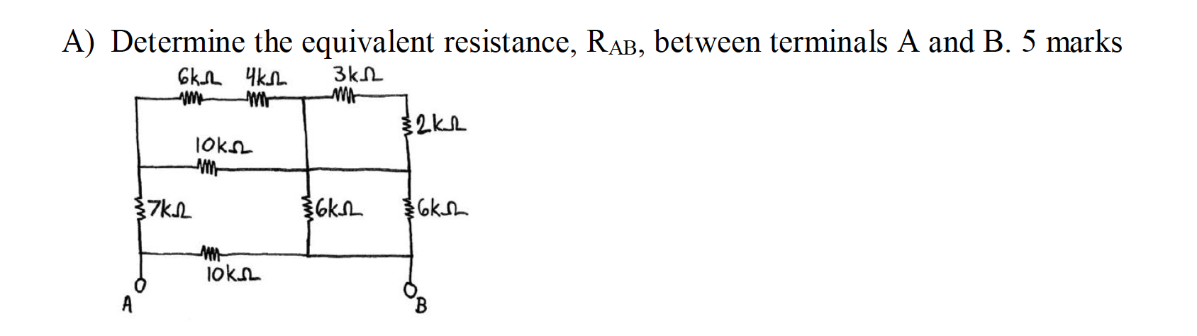 Solved A) Determine the equivalent resistance, RAB, between | Chegg.com