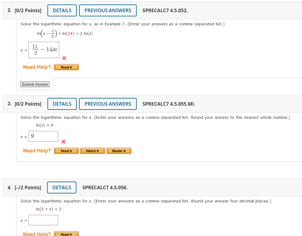 Solved 2. [0/2 Points] DETAILS PREVIOUS ANSWERS SPRECALC7 | Chegg.com