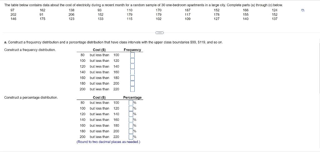 Solved Construct a percentage distribution.b. Construct a | Chegg.com