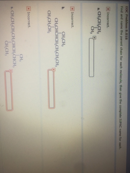 Solved Find and name the parent chain for each molecule, | Chegg.com