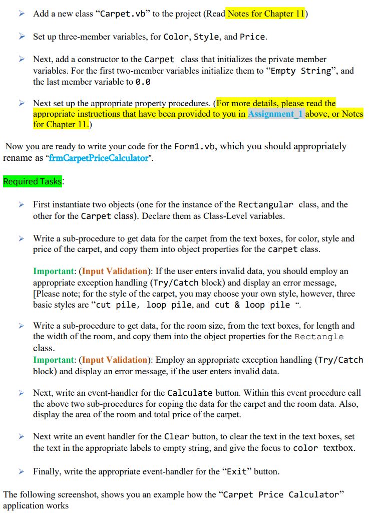 Solved Assignment 2: (15 points): (Carpet Price Calculator) | Chegg.com