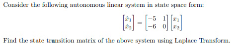 Solved Consider the following autonomous linear system in | Chegg.com
