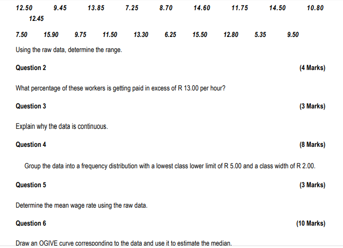 Solved Using the raw data, determine the range. Question 2 | Chegg.com