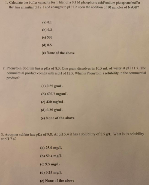 Solved 1. Calculate the buffer capacity for 1 liter of a 0.3 | Chegg.com
