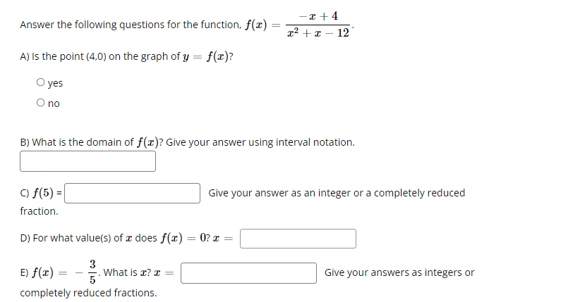 Answer the following questions for the function, | Chegg.com