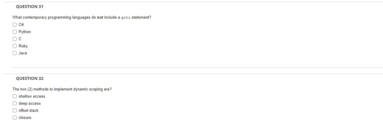 Solved What contemporary programming languages do not | Chegg.com