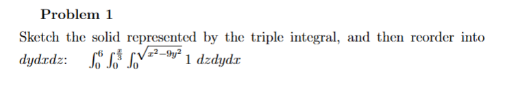 Solved Problem 1Sketch the solid represented by ﻿the triple | Chegg.com
