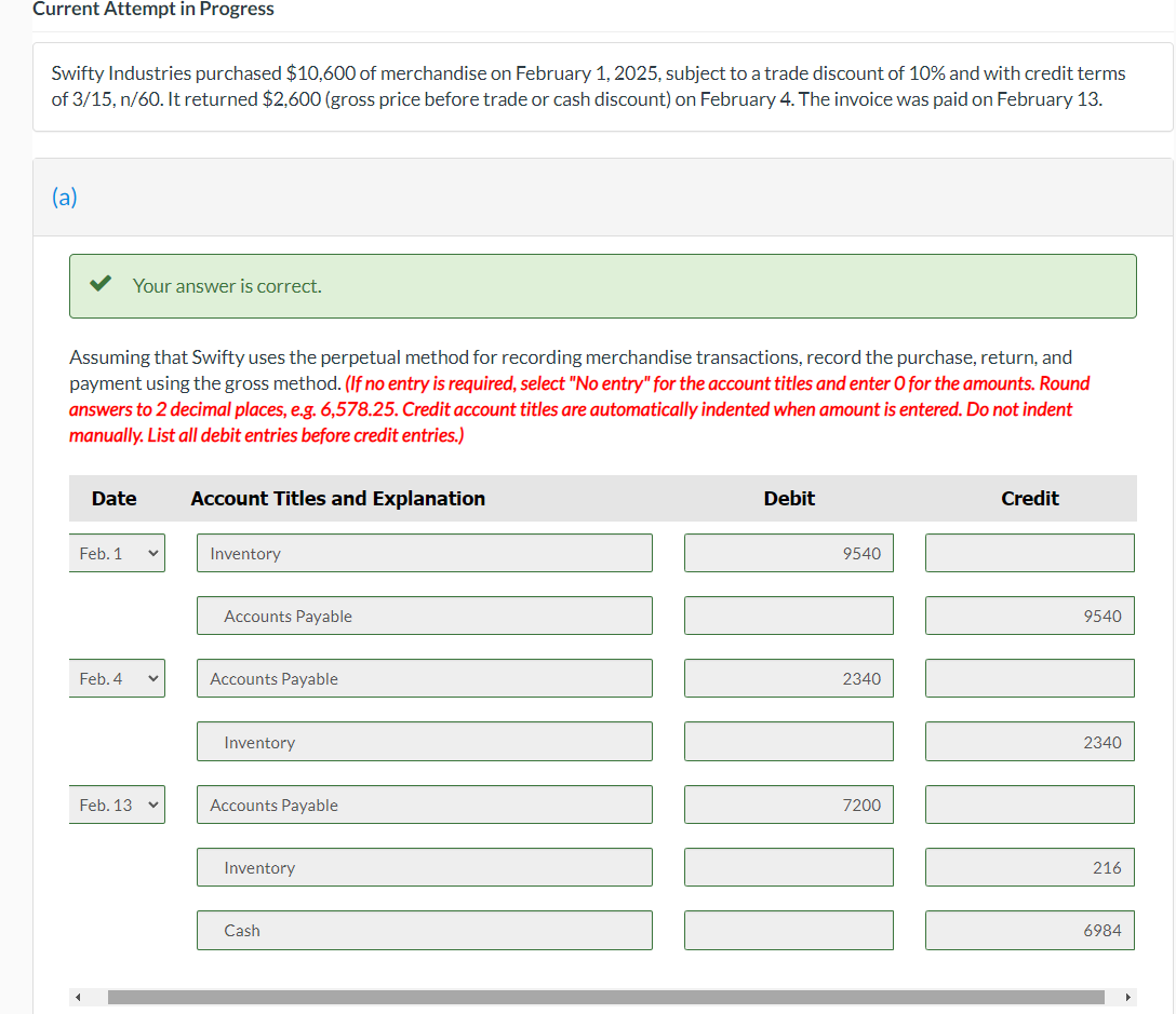 Solved Current Attempt in Progress Swifty Industries | Chegg.com