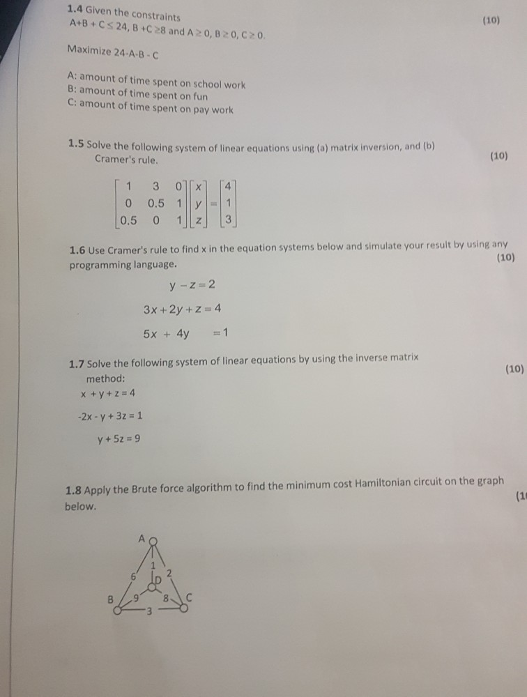 Solving System Of Linear Equations With Constraints - Tessshebaylo