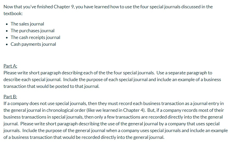 Solved Now that you've finished Chapter 9, you have learned | Chegg.com