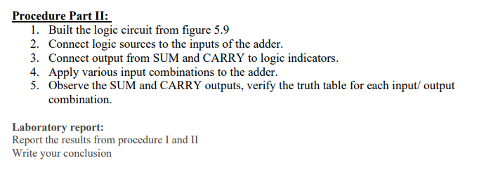 Solved Procedure Part II: 1. Built the logic circuit from | Chegg.com