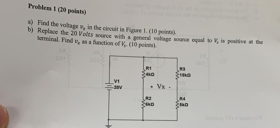 Solved Problem 1 (20 points) a) Find the voltage v, in the | Chegg.com