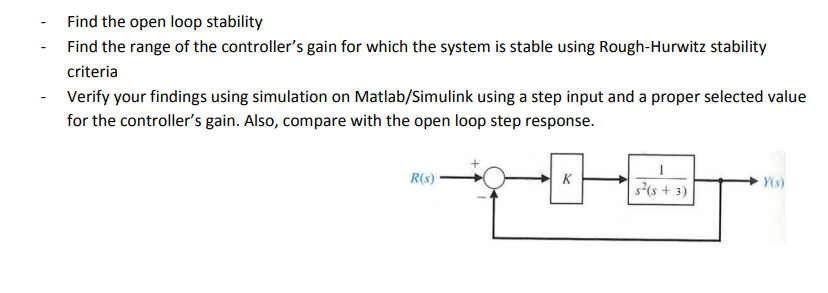 Solved Find the open loop stability Find the range of the | Chegg.com