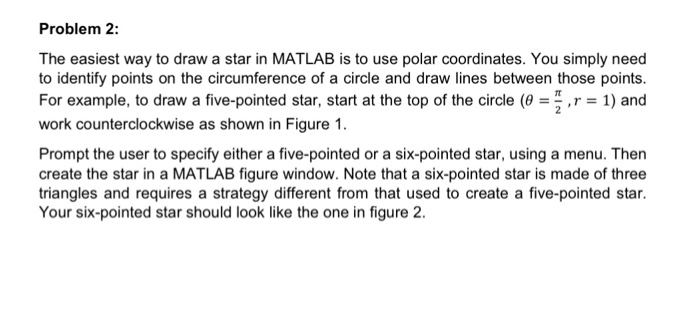 Solved Problem 2: The easiest way to draw a star in MATLAB | Chegg.com